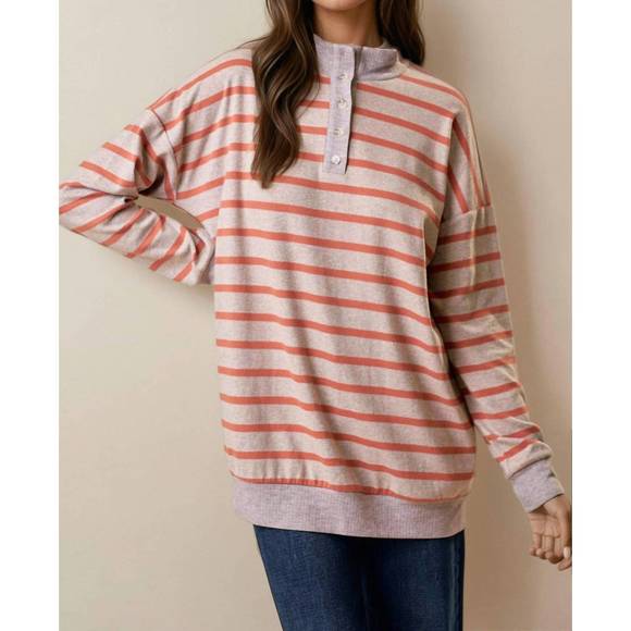 DOE AND RAE | Tops | New Doe And Rae Valley Striped Top In Oatmealrust ...
